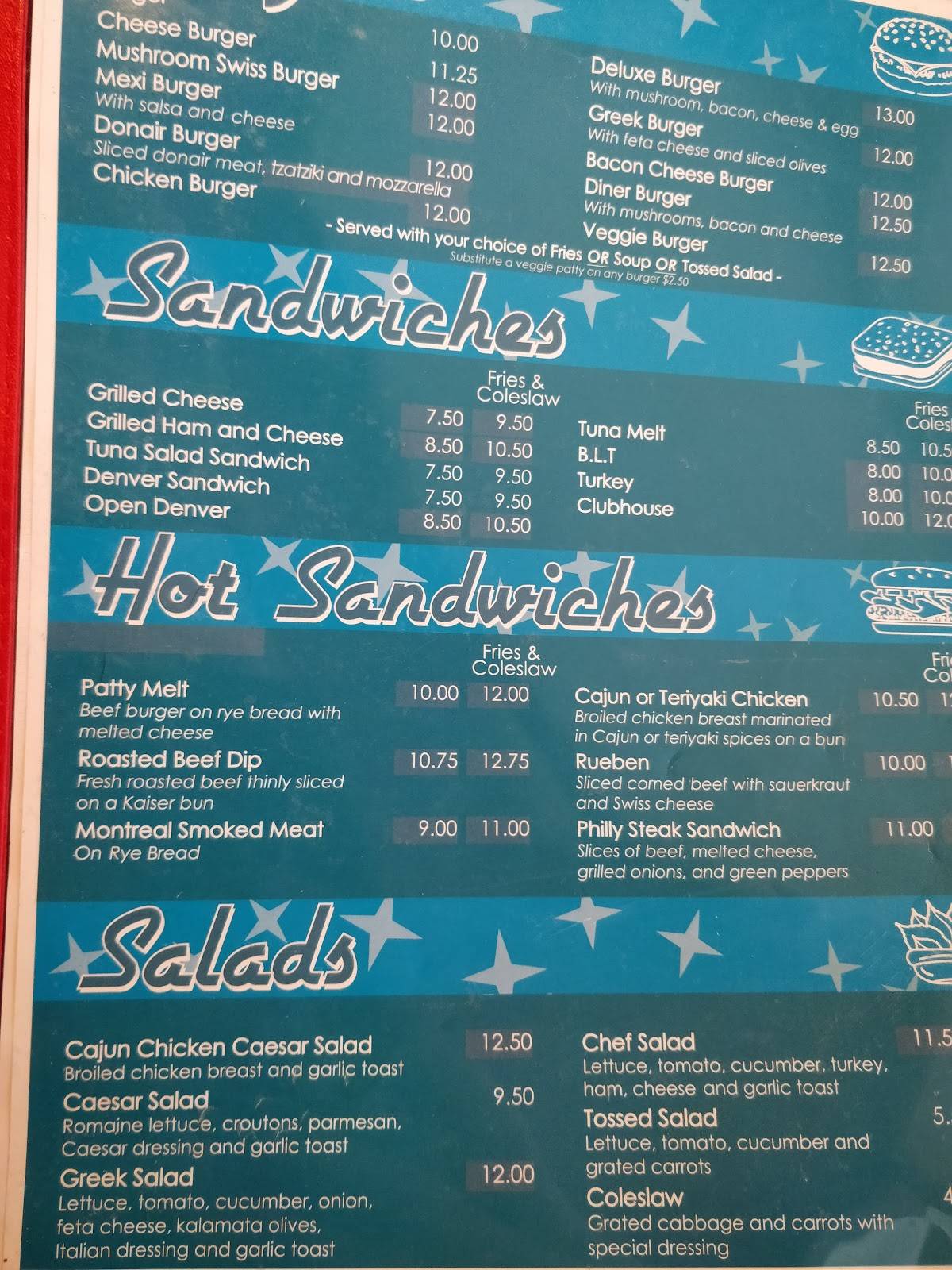 Menu at Route 99 Diner restaurant, Edmonton