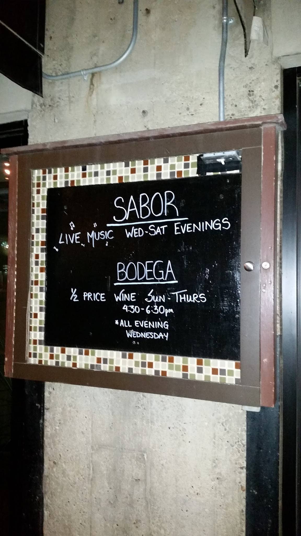 Menu at Sabor Restaurant, Edmonton