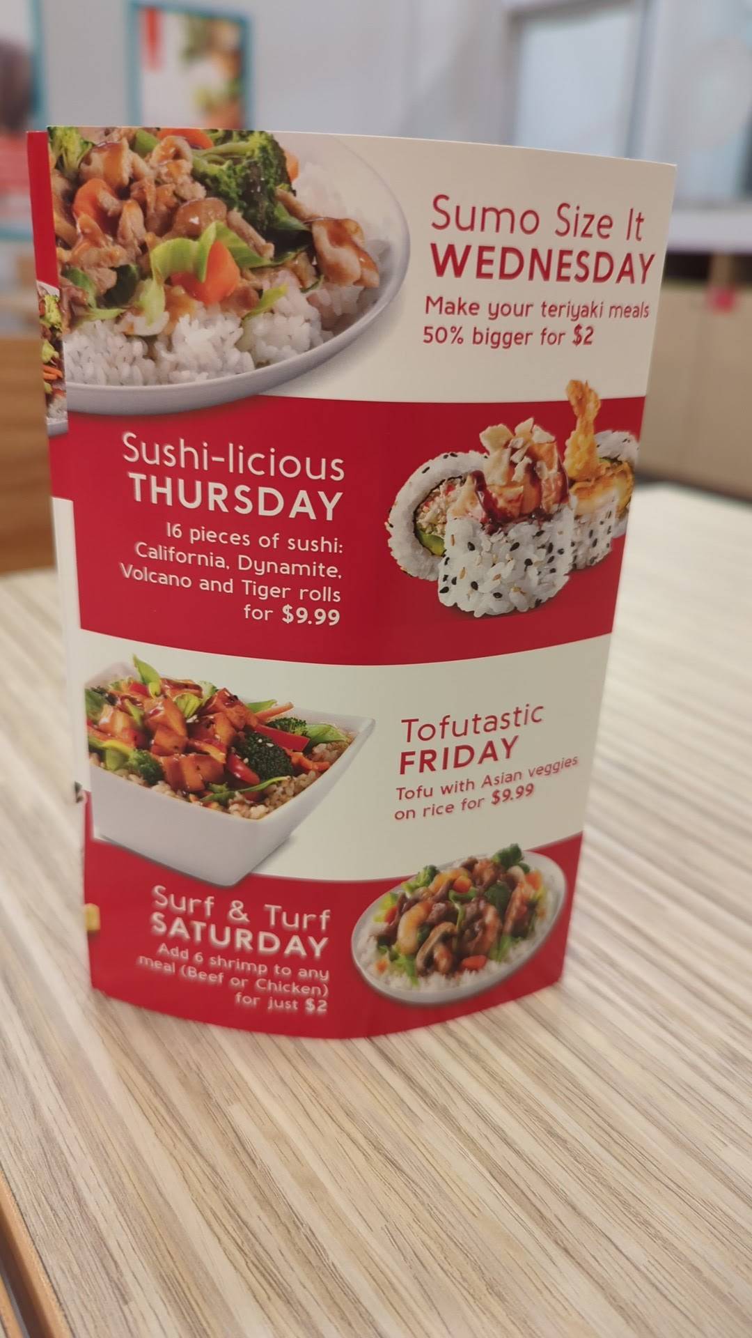 Menu au Edo Japan restaurant, Winnipeg, Kenaston Blvd #10
