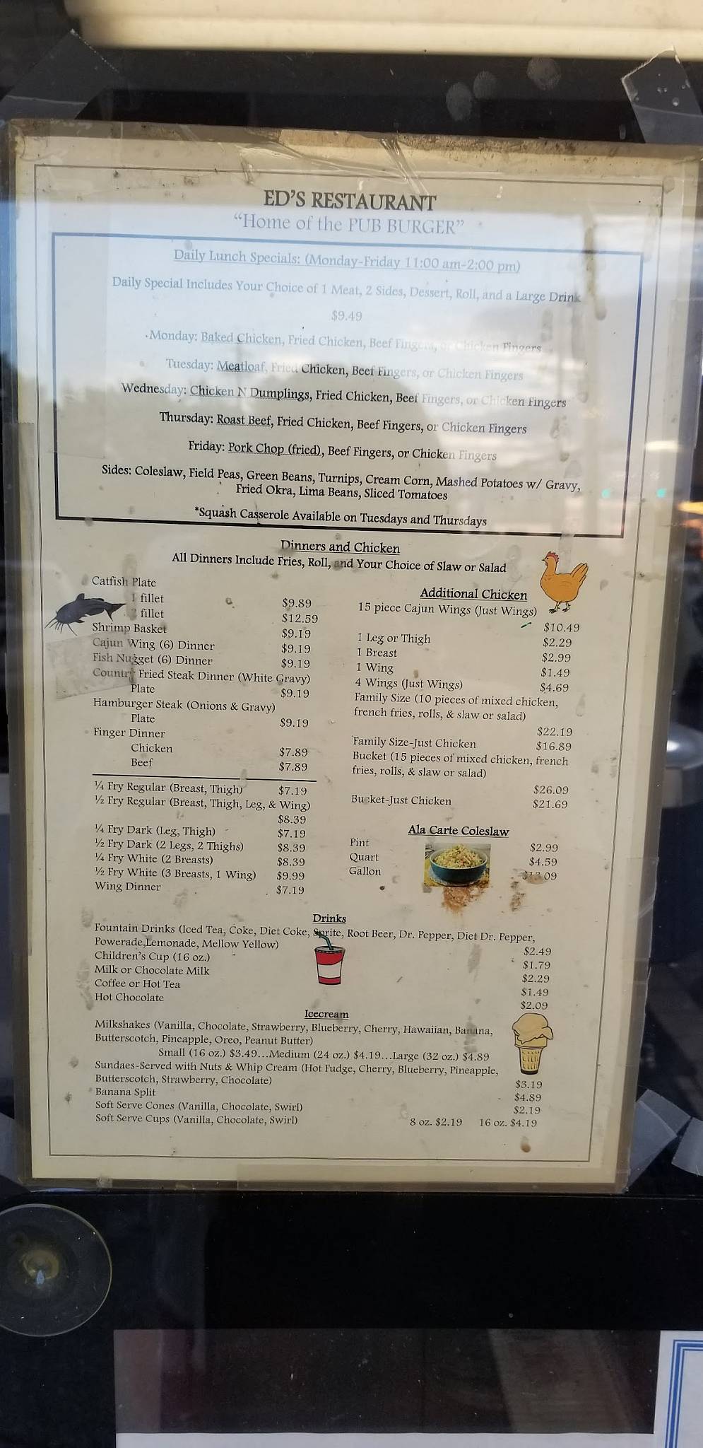 Menu at Ed's Restaurant, DeFuniak Springs, US-90