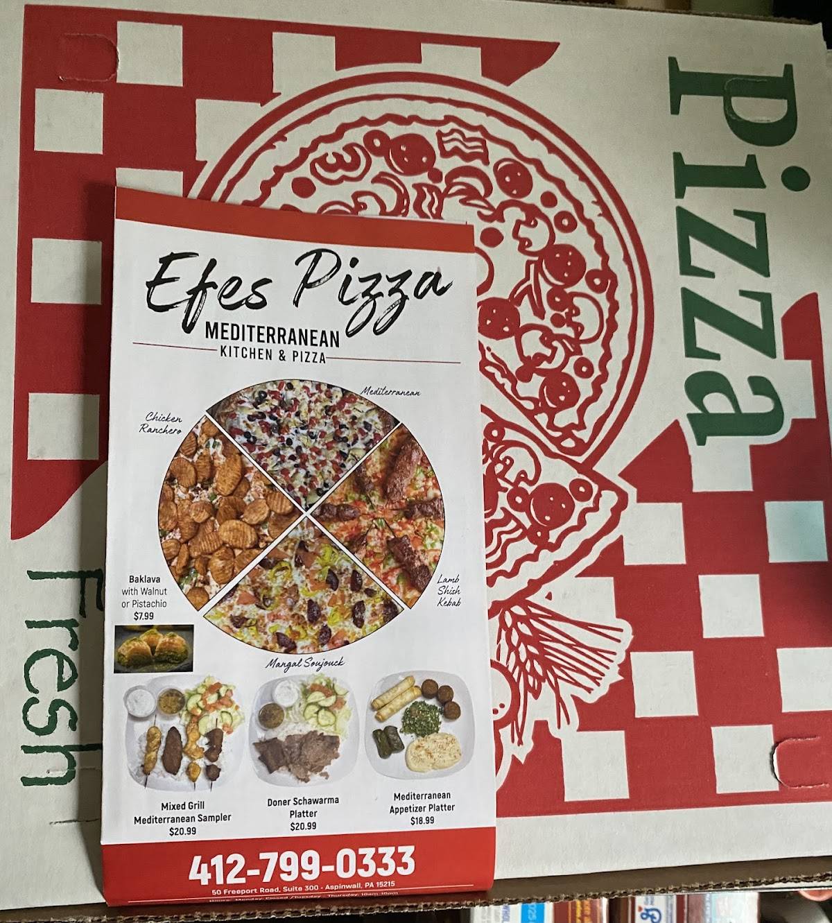 Menu at Efes Mediterranean Pizza restaurant, Aspinwall, 50 Freeport Rd #300