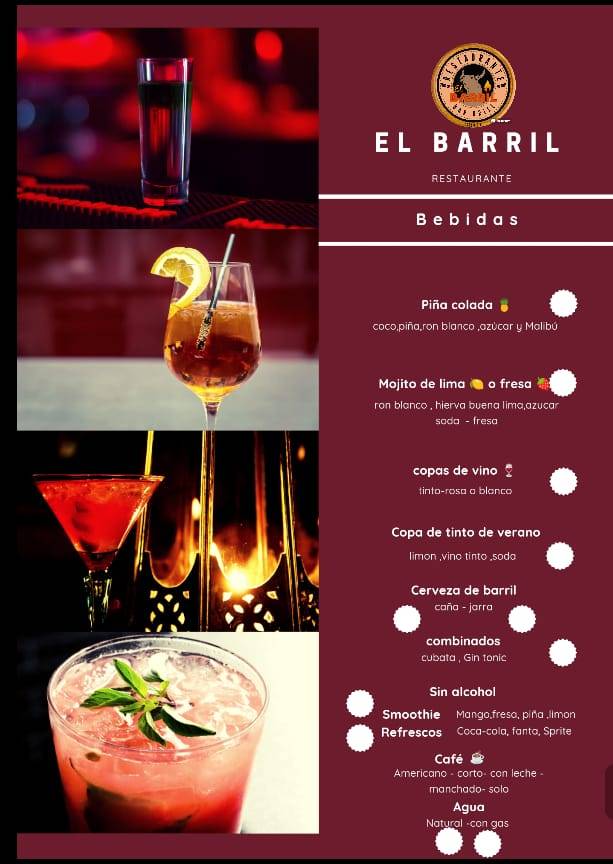 Menu at El Barril, Combarro