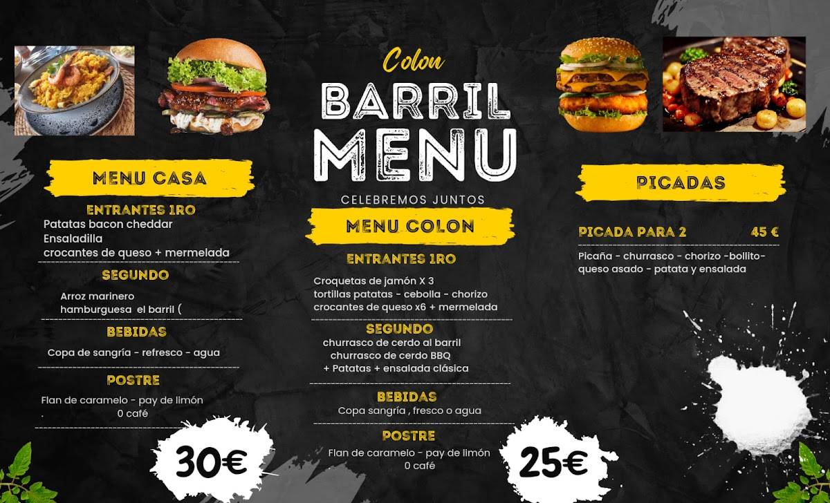 Menu at El Barril, Combarro