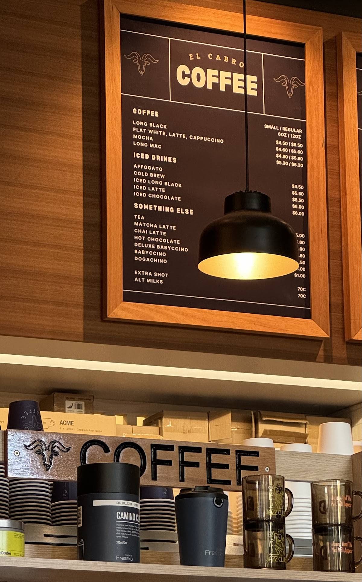 Menu at El Cabro Coffee cafe, Claremont