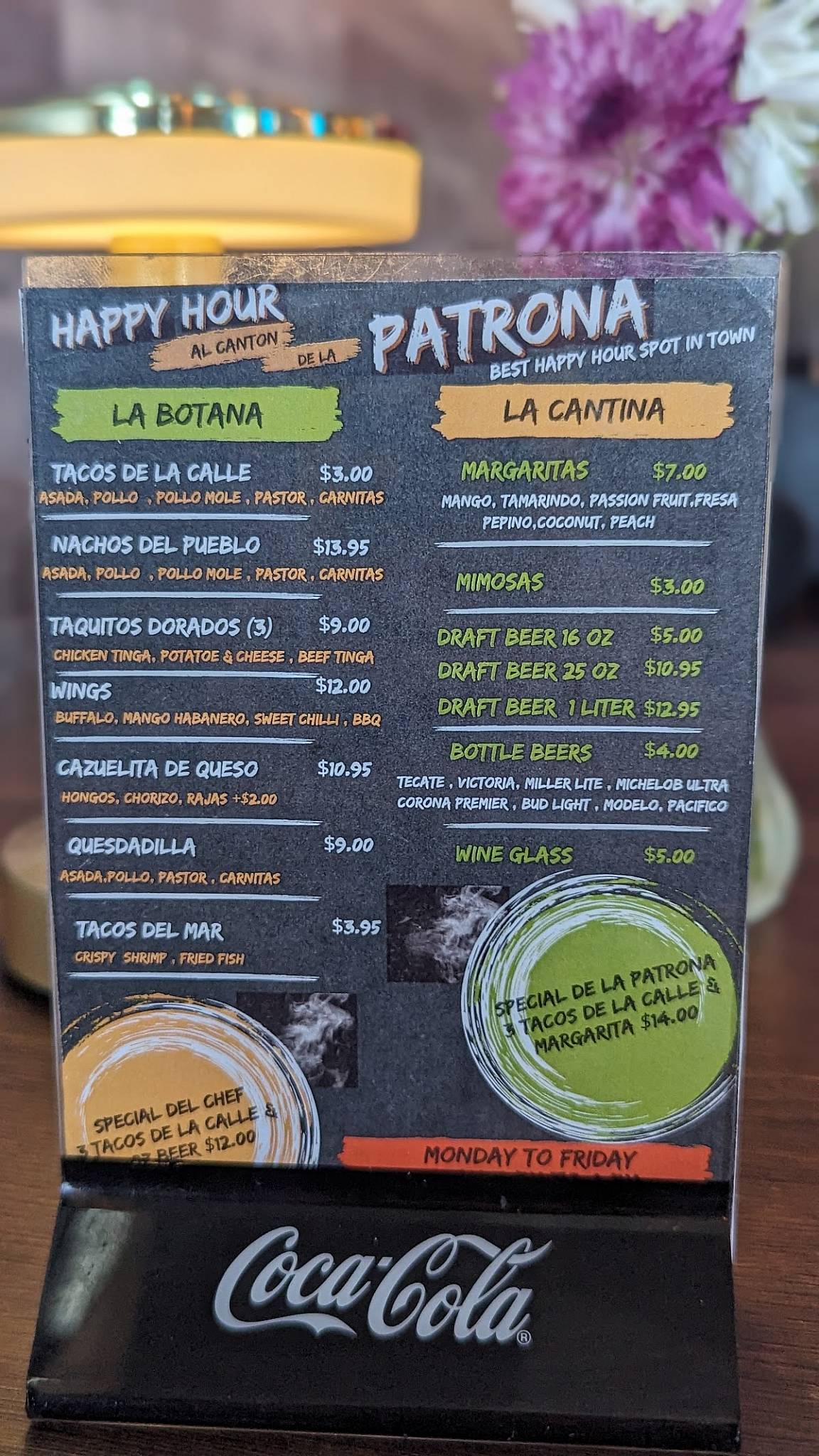 Menu at El Canton De La Patrona restaurant, Duarte