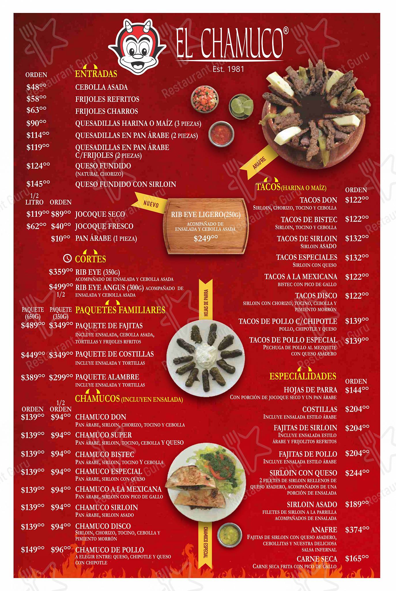 Carta del restaurante El Chamuco, Torreón, Blvrd Constitución & Doctor ...