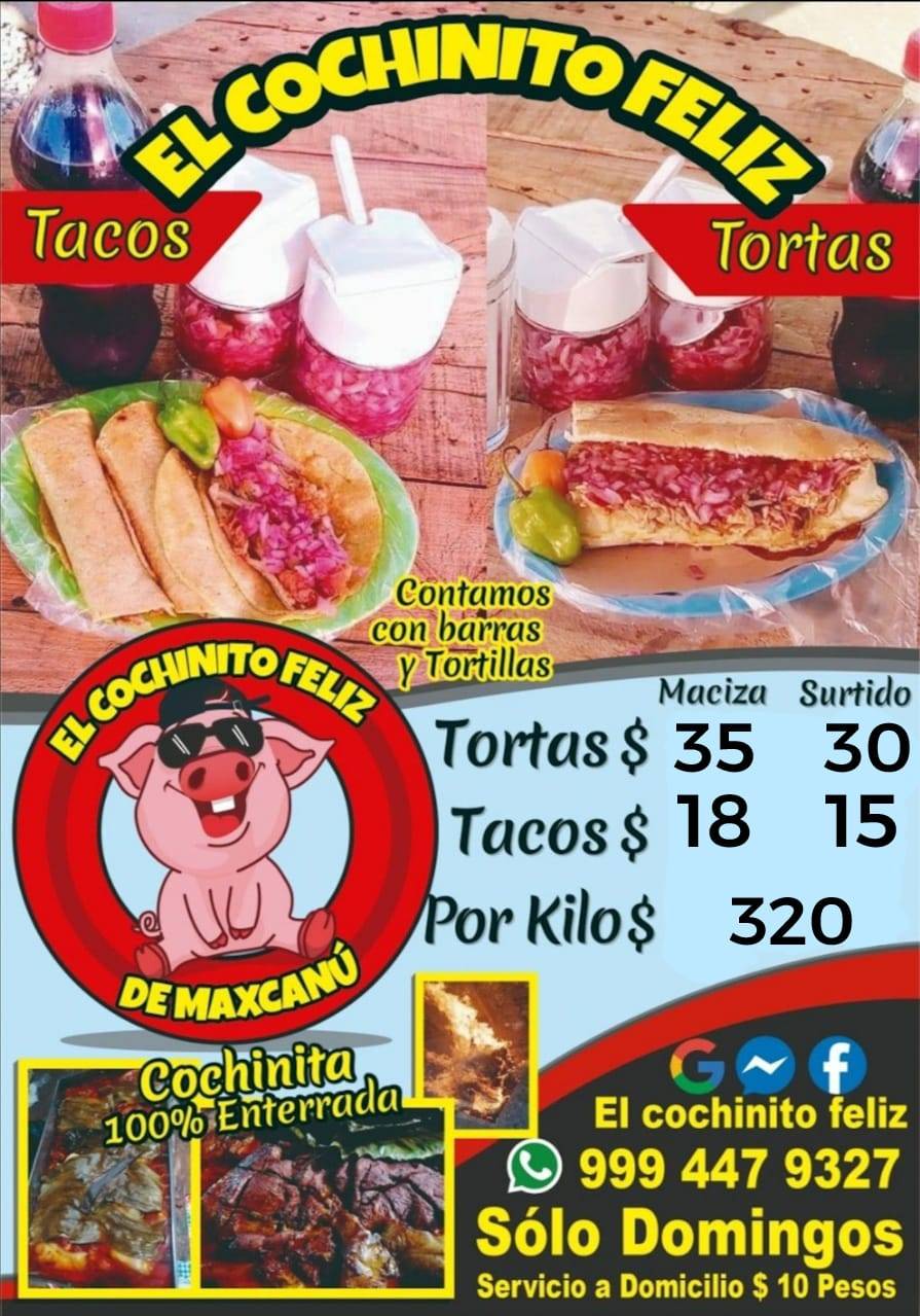 Carta del restaurante El Cochinito Felíz del Maxcanú (cochinita ...