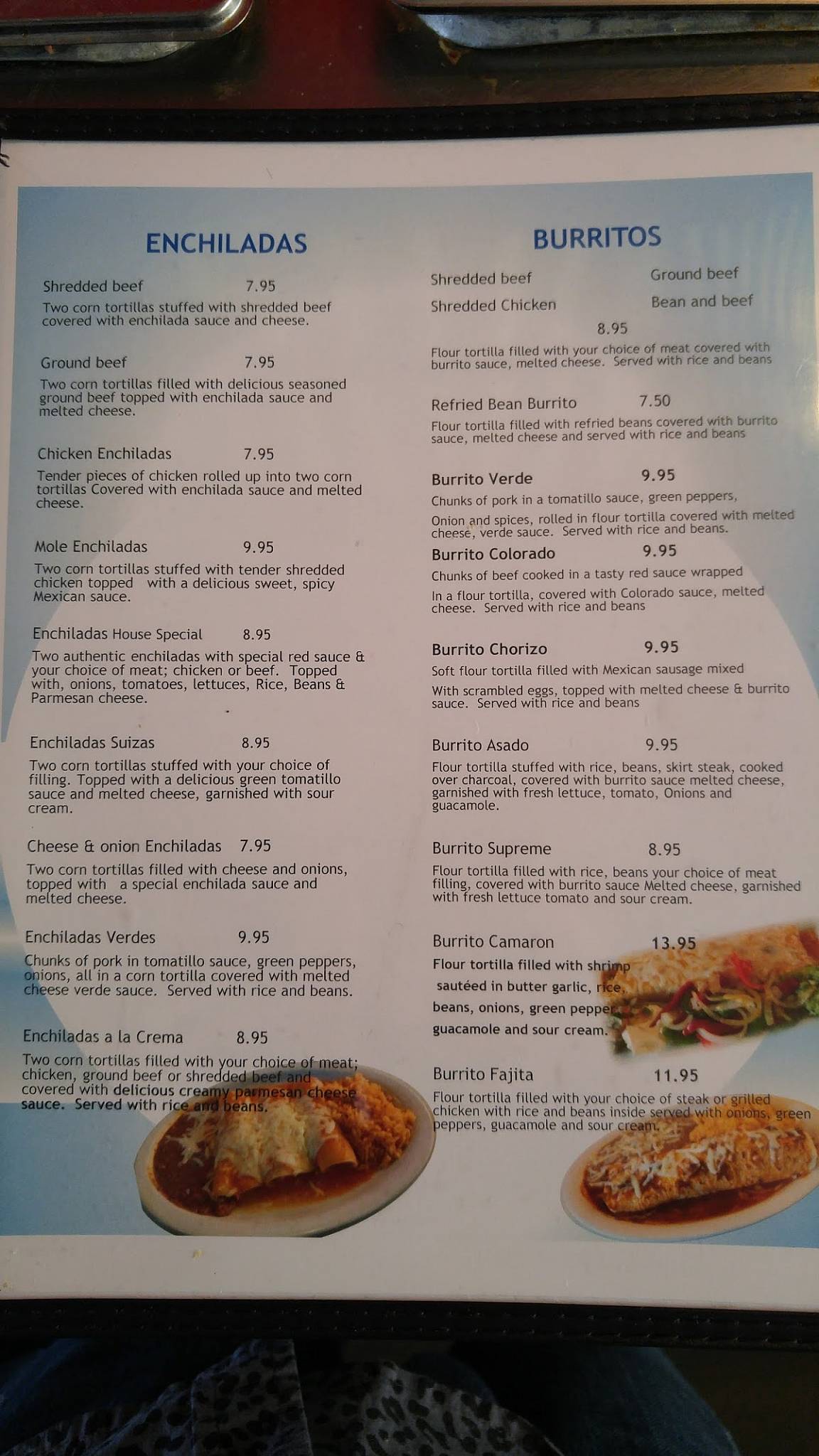 Menu at El Dorado restaurant, Roseburg