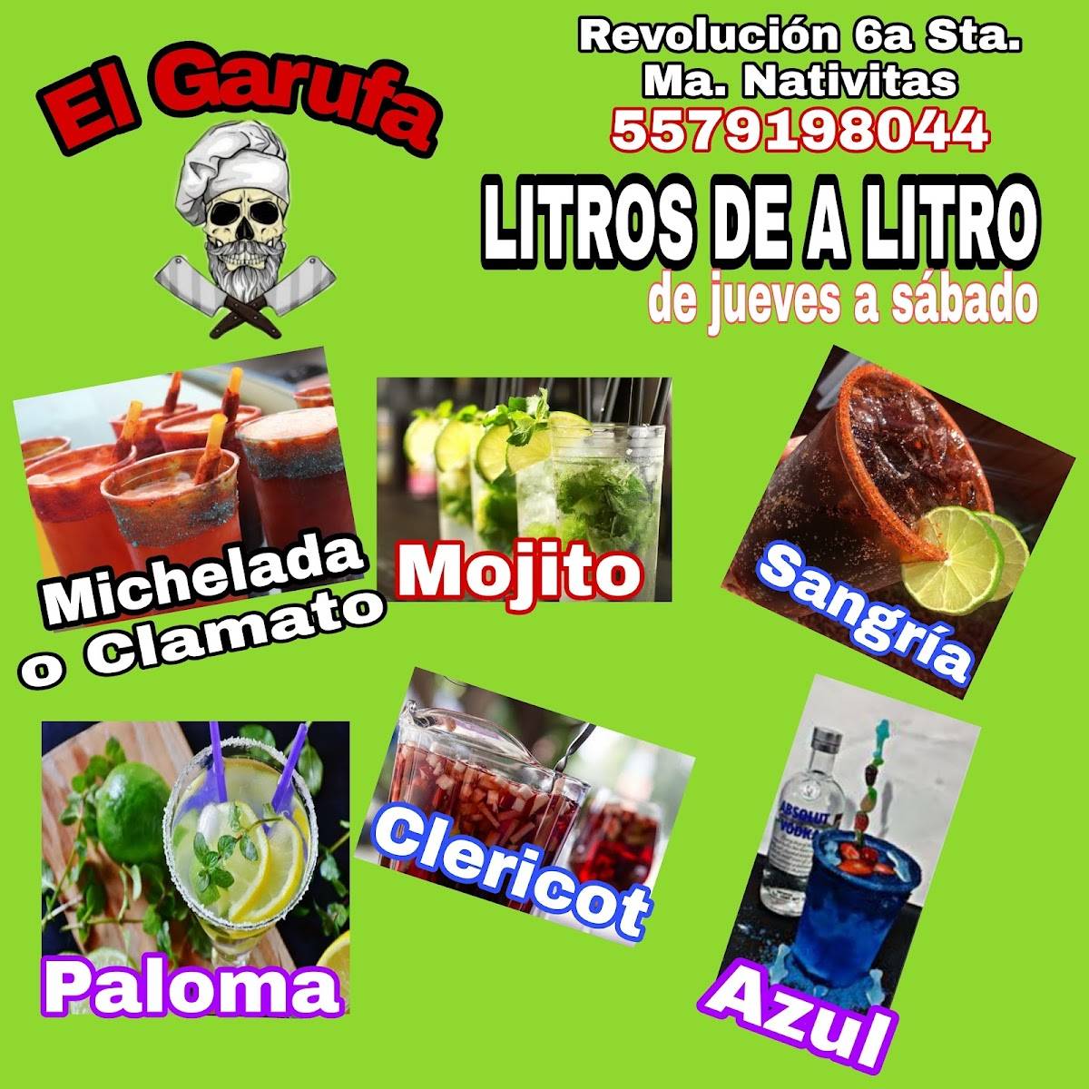 Carta del restaurante El Garufa, Ciudad del México