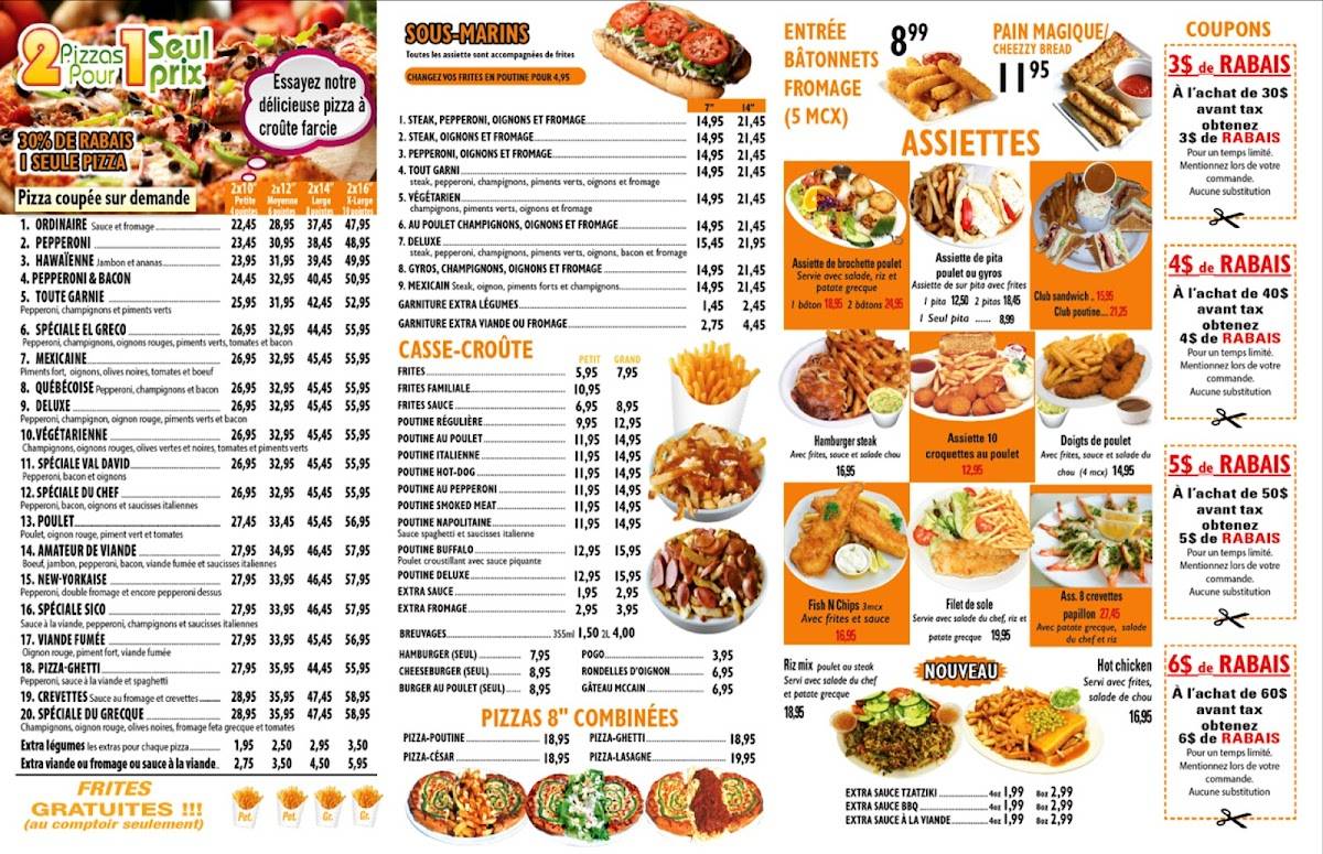 Menu au El Greco restaurant, Val-David