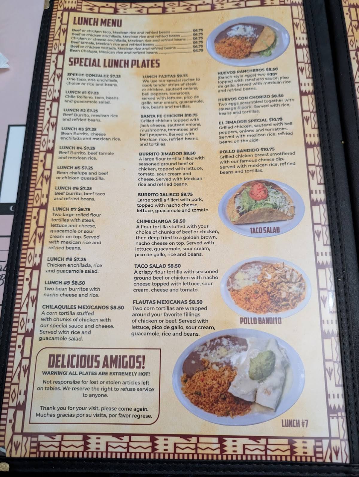 Menu at El Jimador Mexican Restaurant, Saint Robert