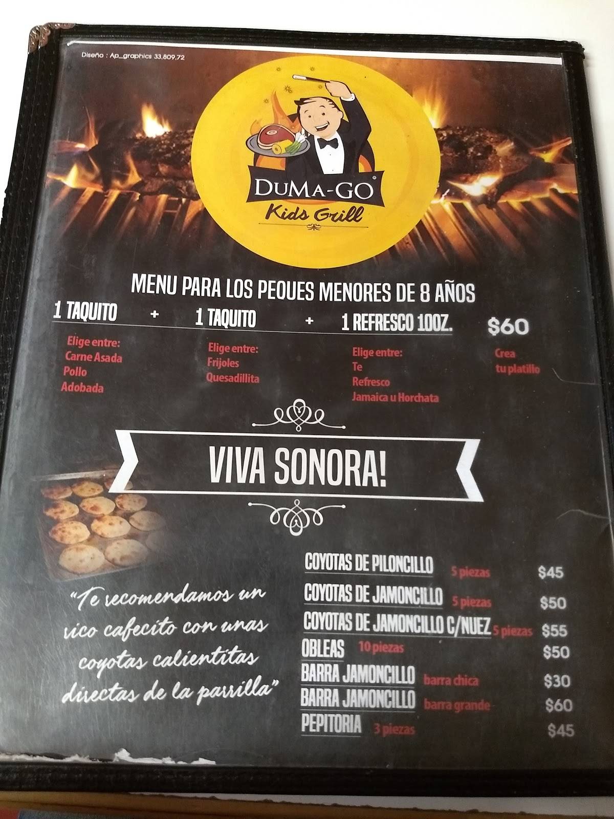 Menu at El Mago steakhouse, Agua Prieta