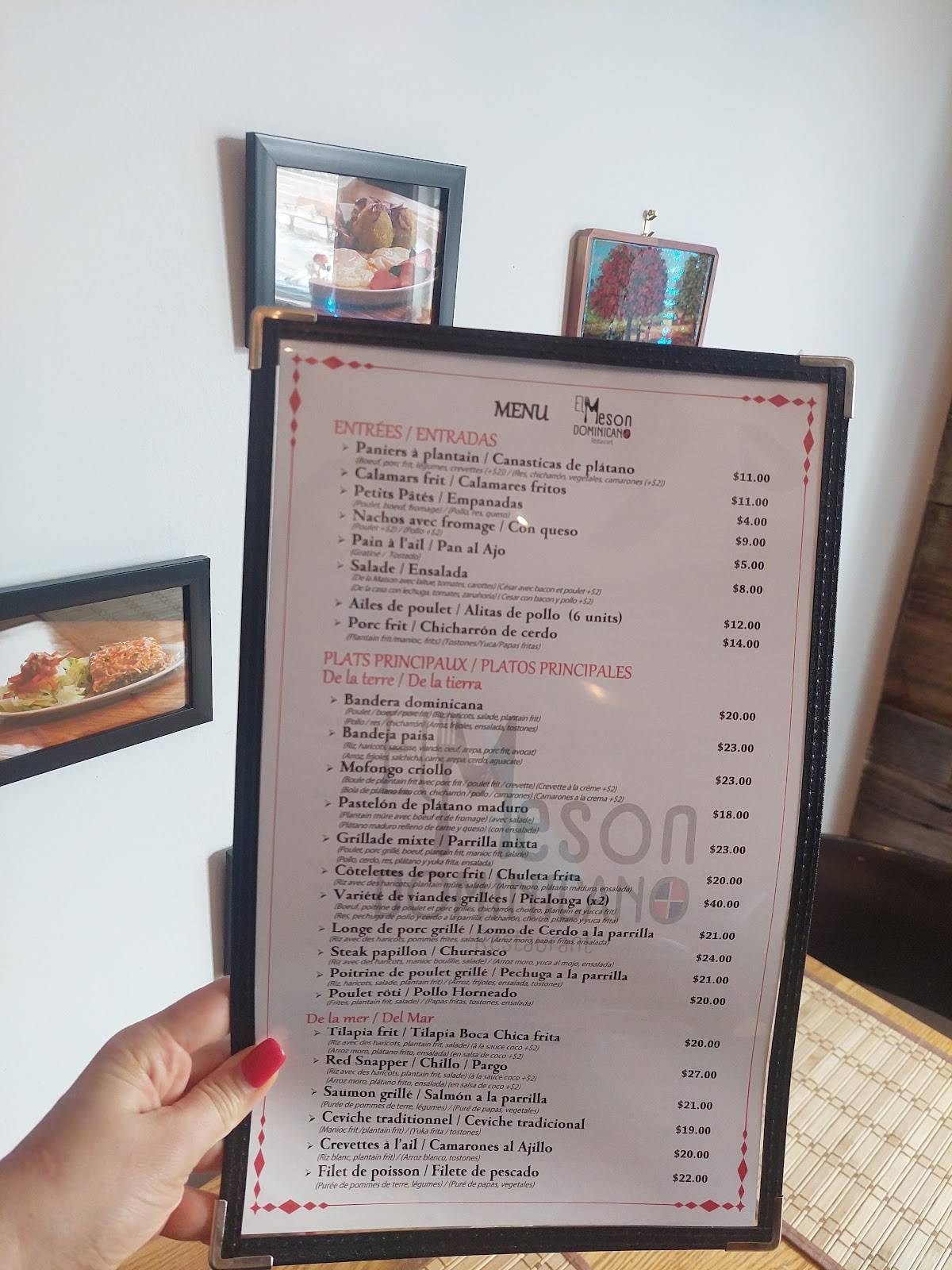 Menu au El Meson Dominicano Restaurant, Gatineau