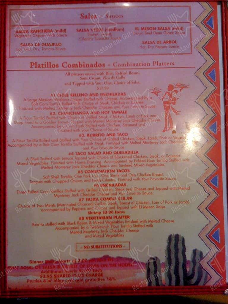 Menu at El Meson restaurant, Freehold, 40 W Main St
