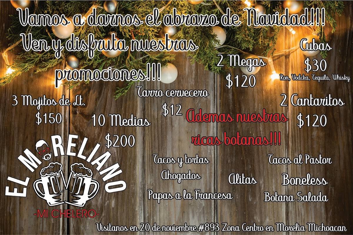 Carta del pub y bar El Moreliano Mi Chelero, Morelia