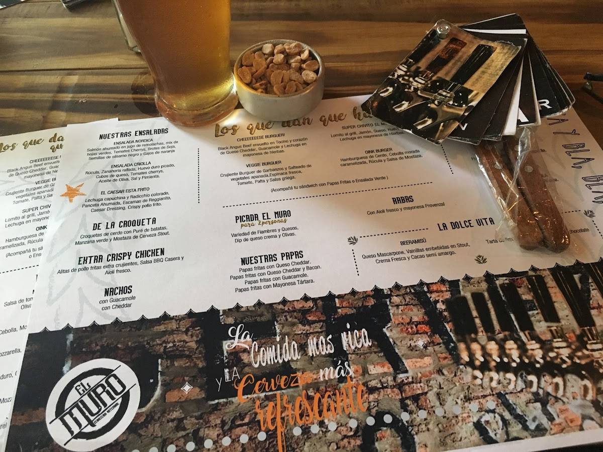 Carta del pub y bar El Muro, Cervecería, Buenos Aires
