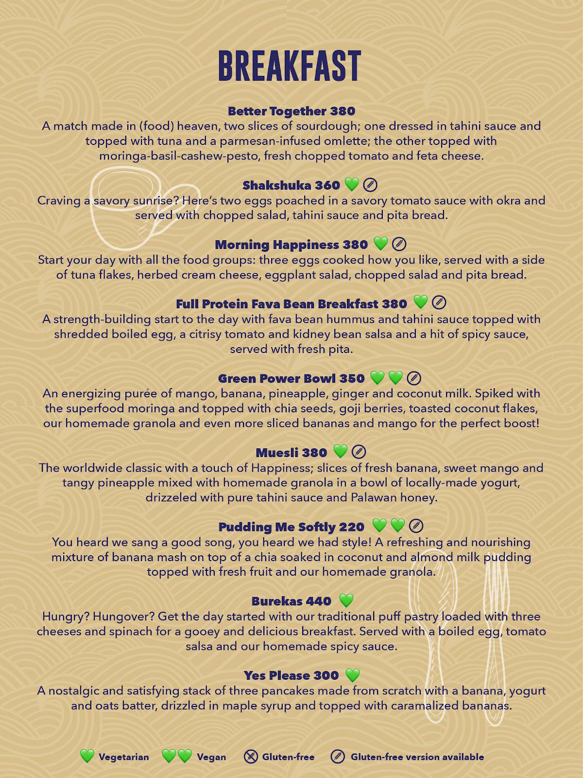 Menu at Happiness Beach Bar, El Nido, Serena St