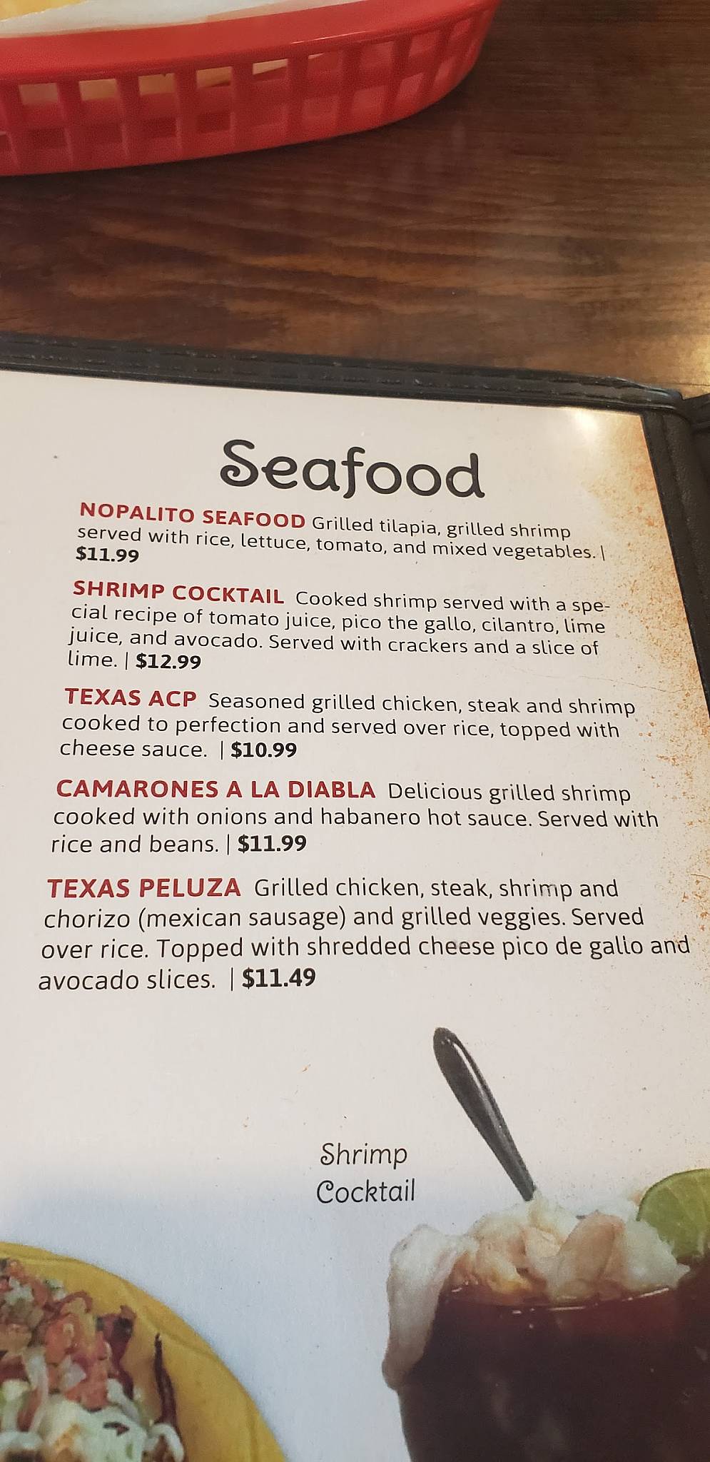 Menu at El Nopalito Grill restaurant, Miner