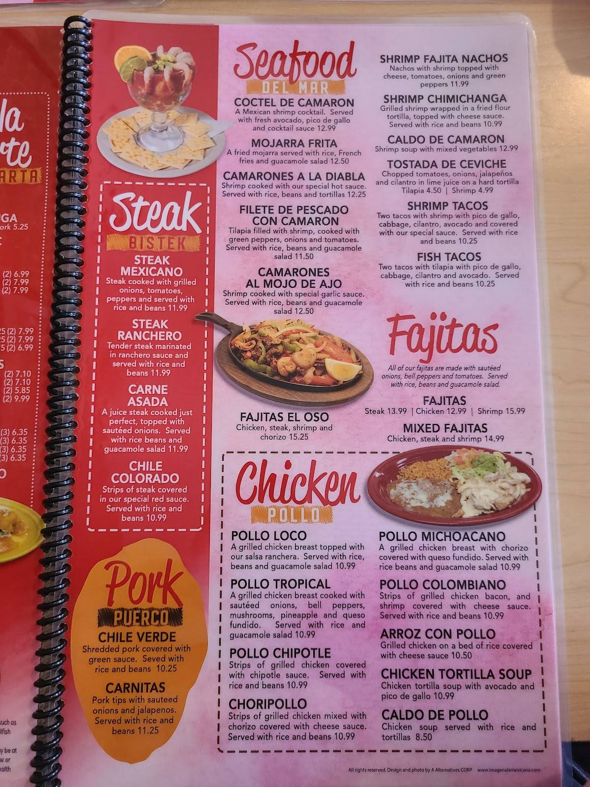 Menu at El Oso Mexican Grill pub & bar, Columbia