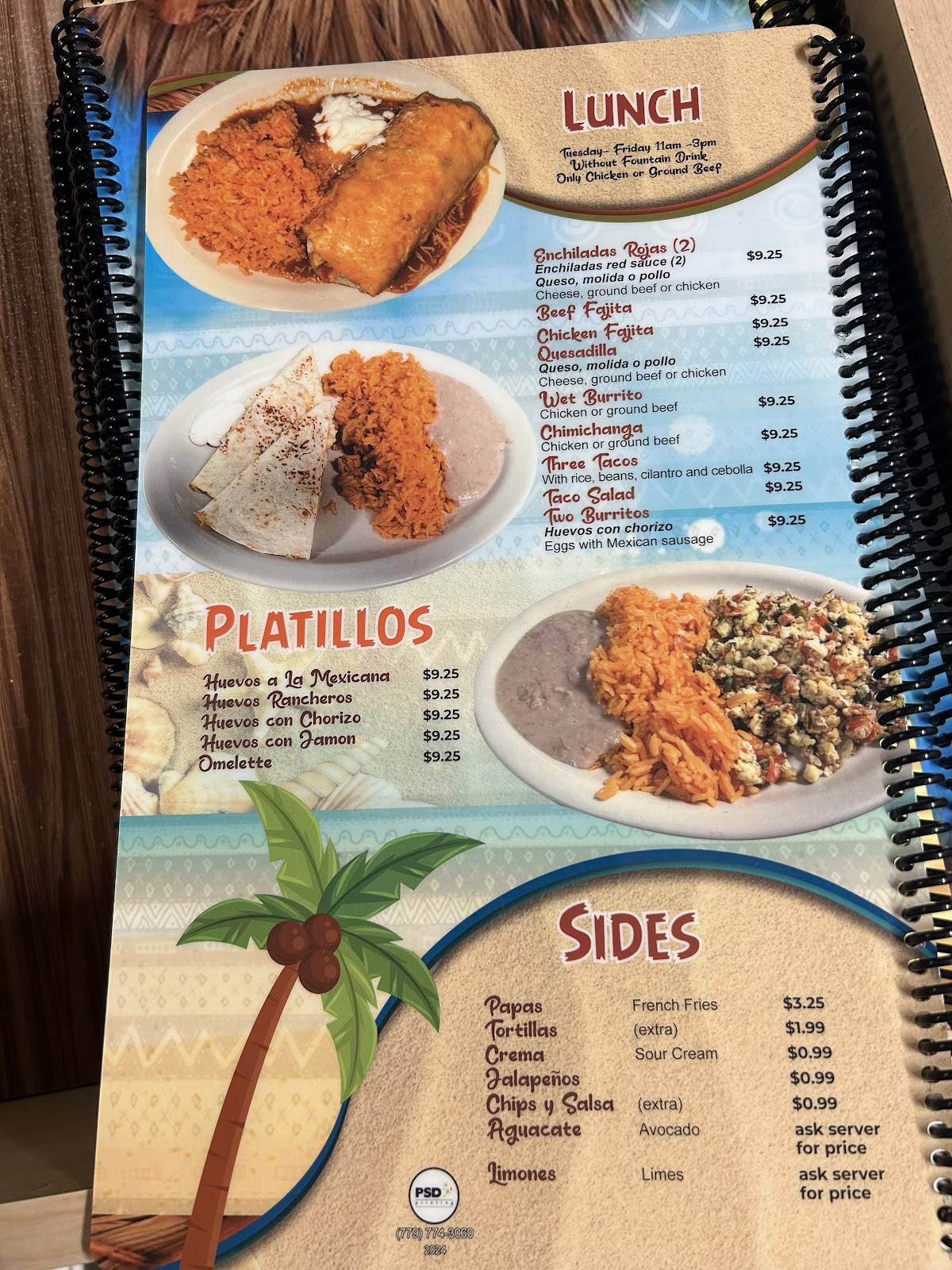 Menu at El Pacifico restaurant, Syracuse, 615 S Huntington St