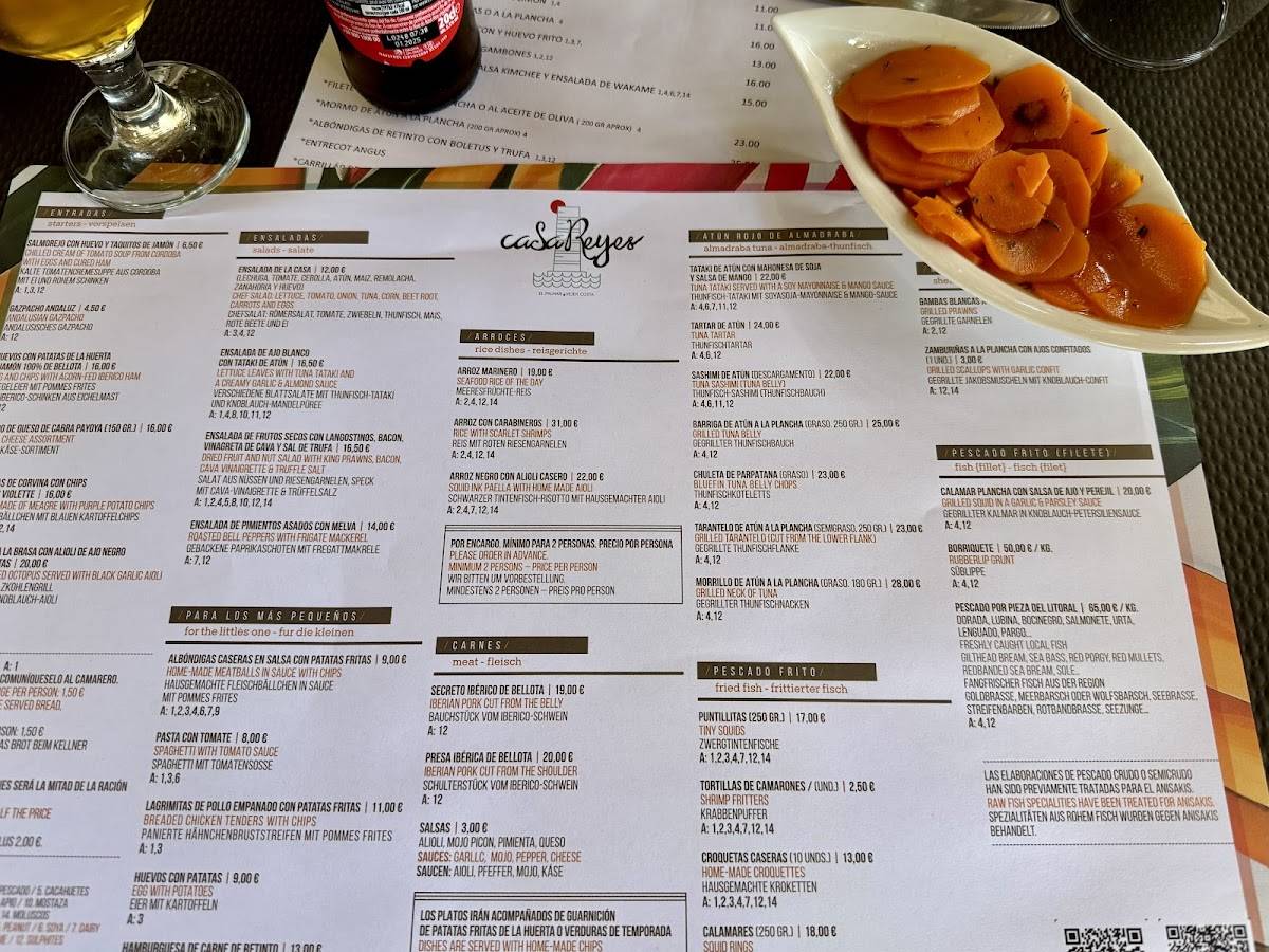 Menu at Casa Reyes pub & bar, El Palmar