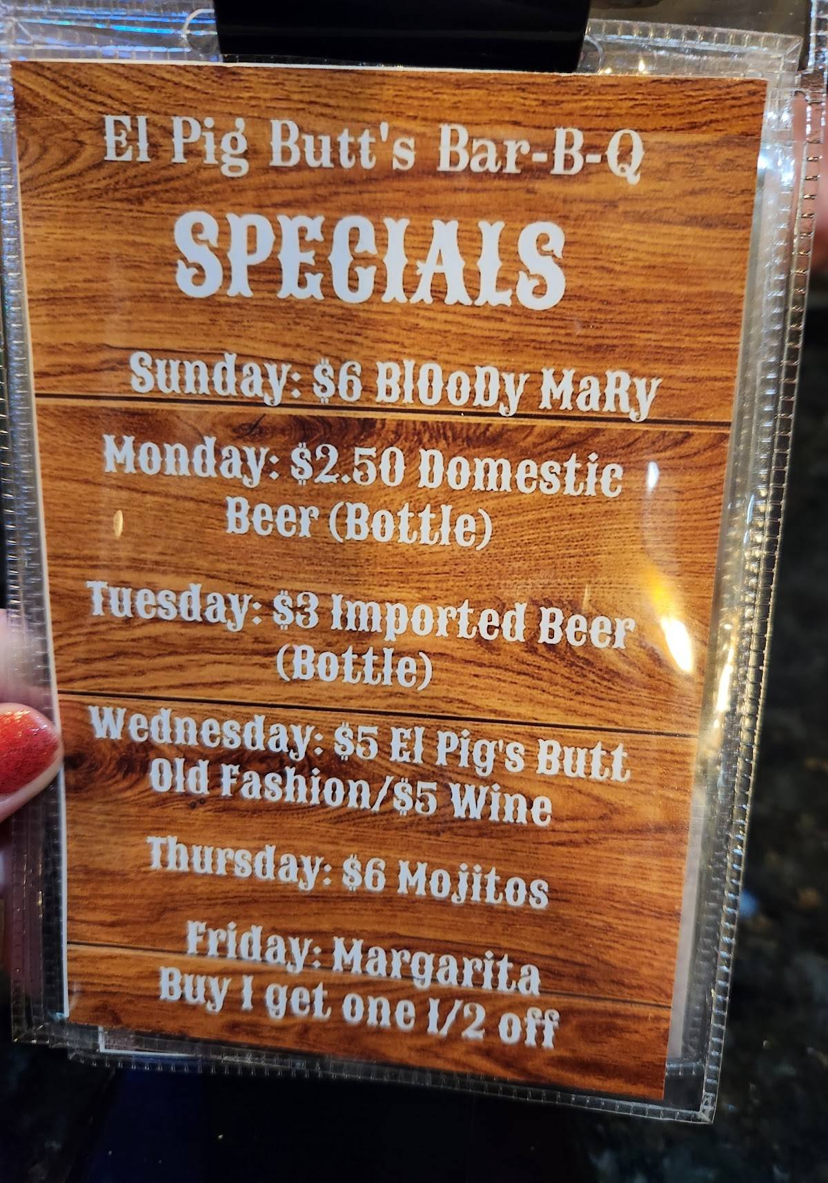 Menu at El Pig’s Butt Bar-B-Q, Kewaskum