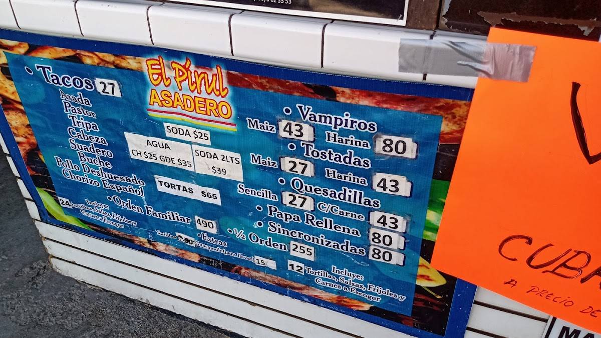 Carta del restaurante El Pirul Asadero, Mexicali