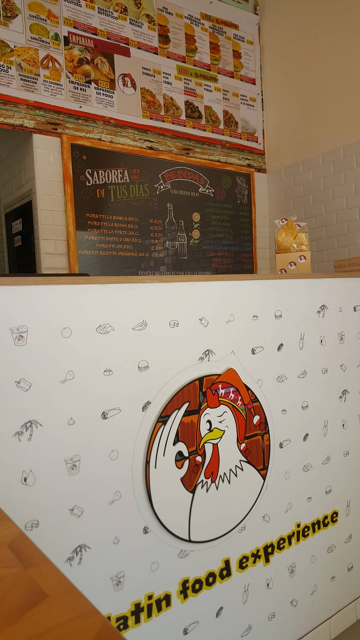 Menu au El Pollito restaurant, Milan