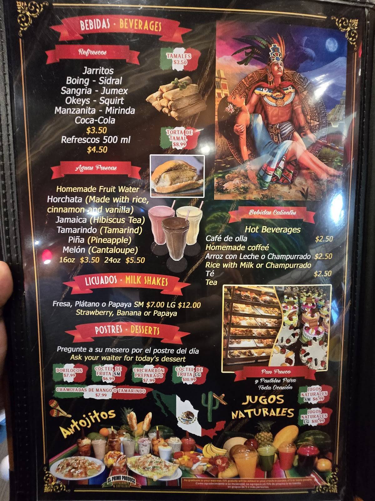 Menu at El Primo Produce restaurant, Norristown