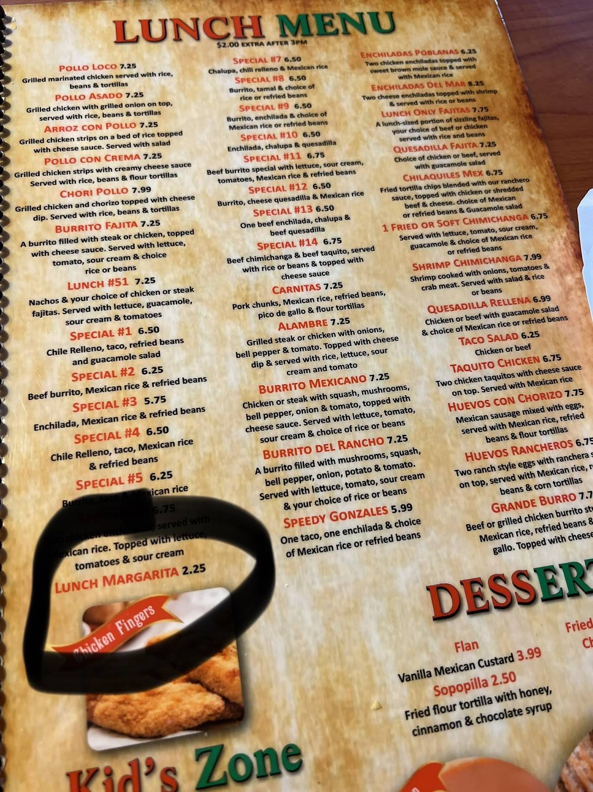 Menu at El Ranchero IV restaurant, Emporia