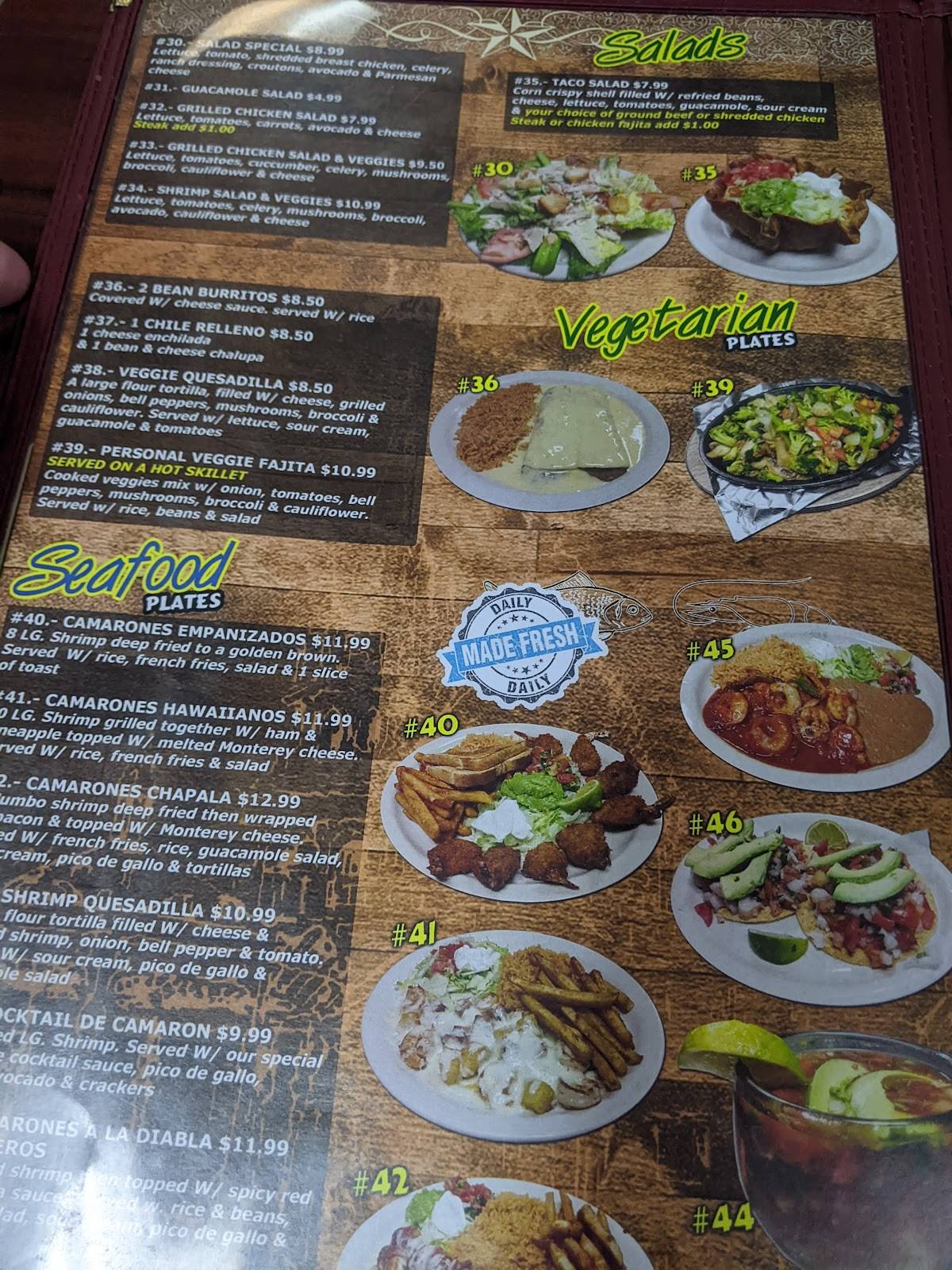 Menu at El Rancho Mexican Restaurant, Burnet