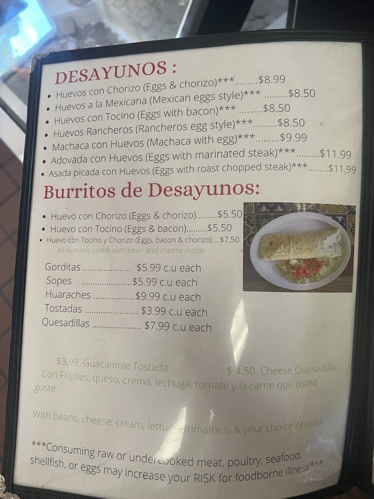 Menu at El Rey Del Taco restaurant, Fort Lupton
