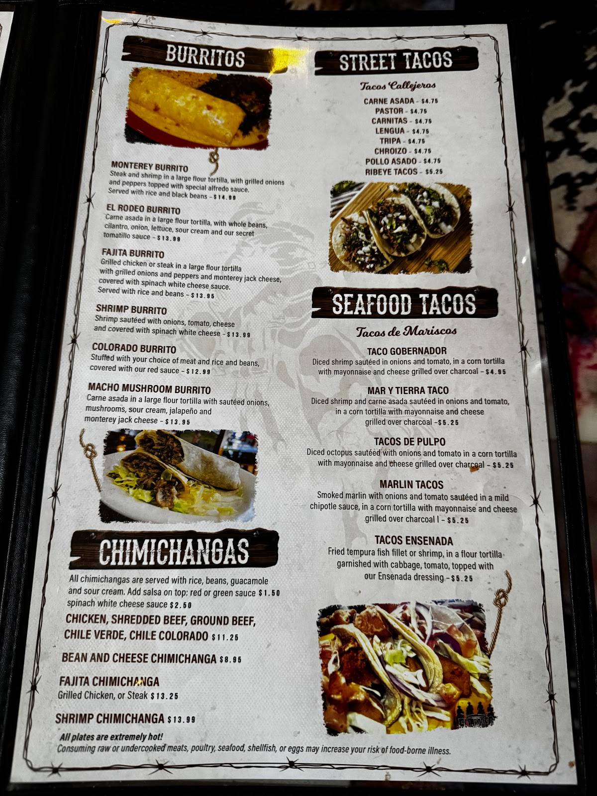 Menu at El Rodeo Mexican Restaurant & Cantina, Payson