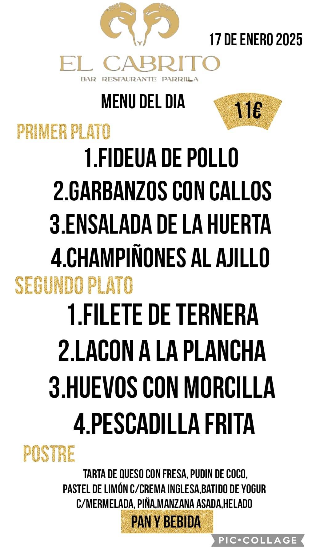 Carta de El cabrito bar restaurante parrilla, Getafe