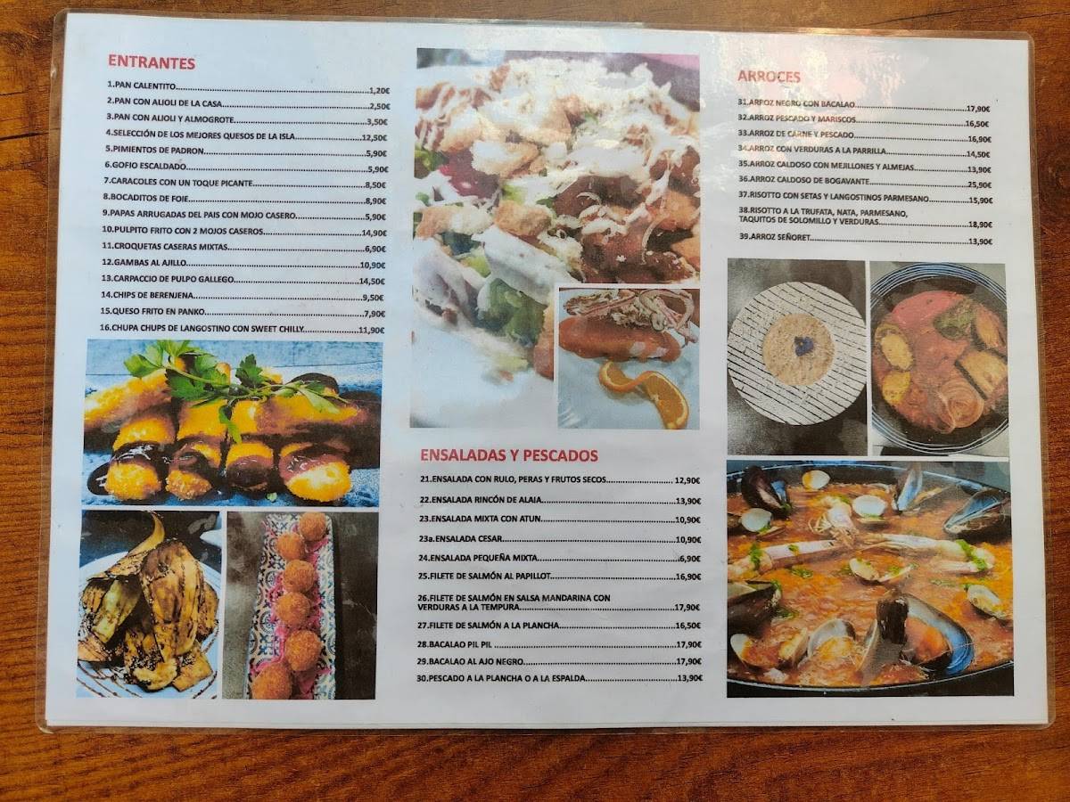 Carta del restaurante El Rincón De Alaia, Las Palmas del Gran Canaria ...