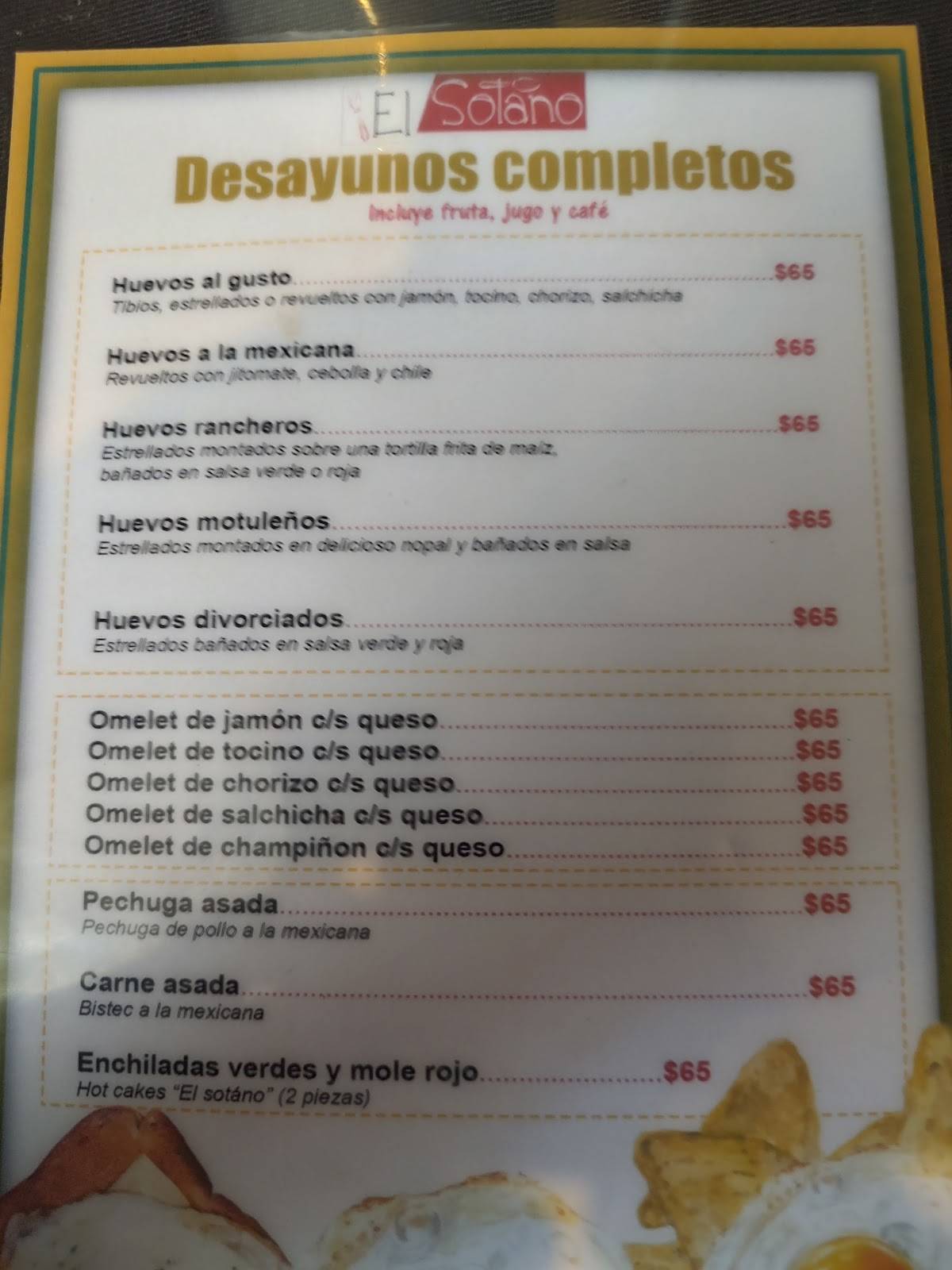 Carta del restaurante El sotano, Cuautitlán Izcalli, Temoaya 36