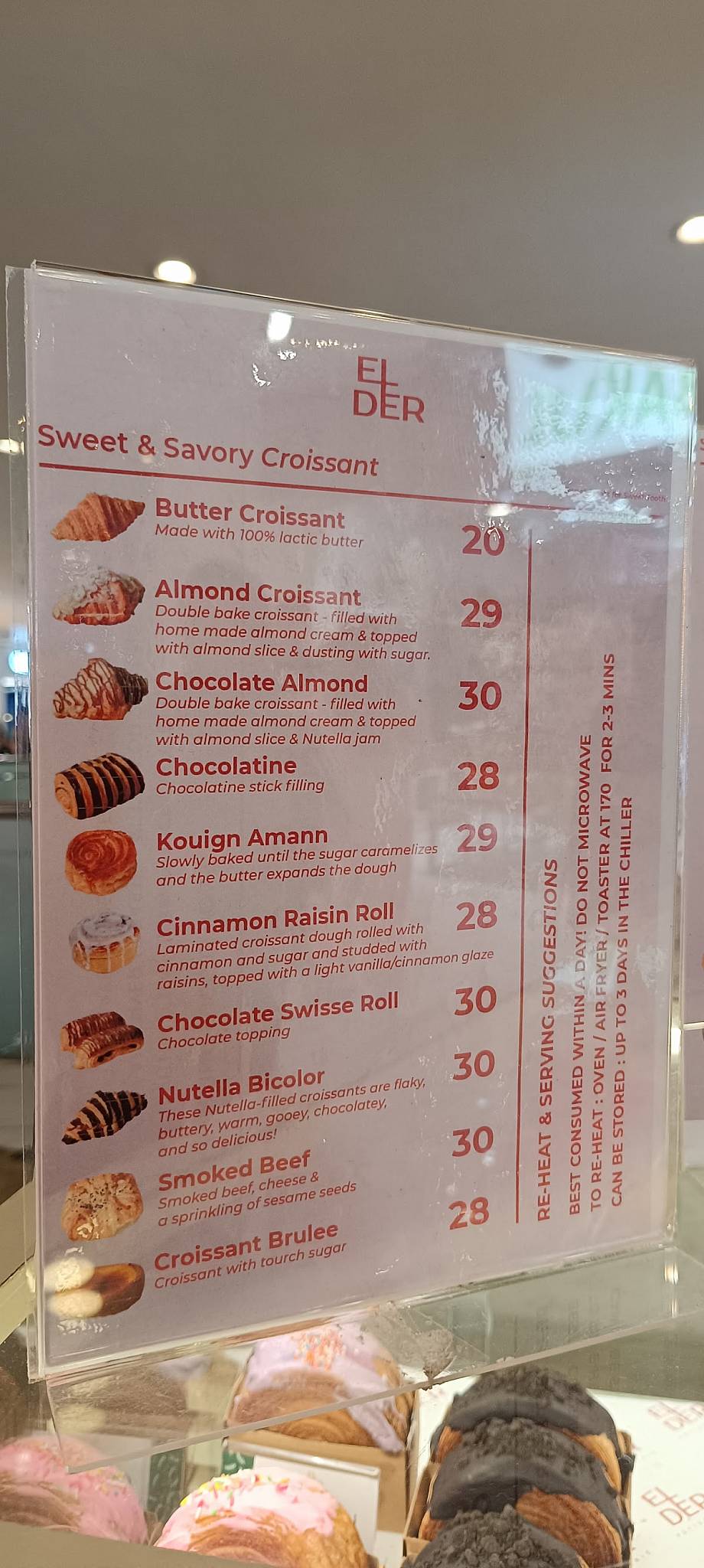 Menu at Elder Patisserie Plaza Malioboro, Yogyakarta