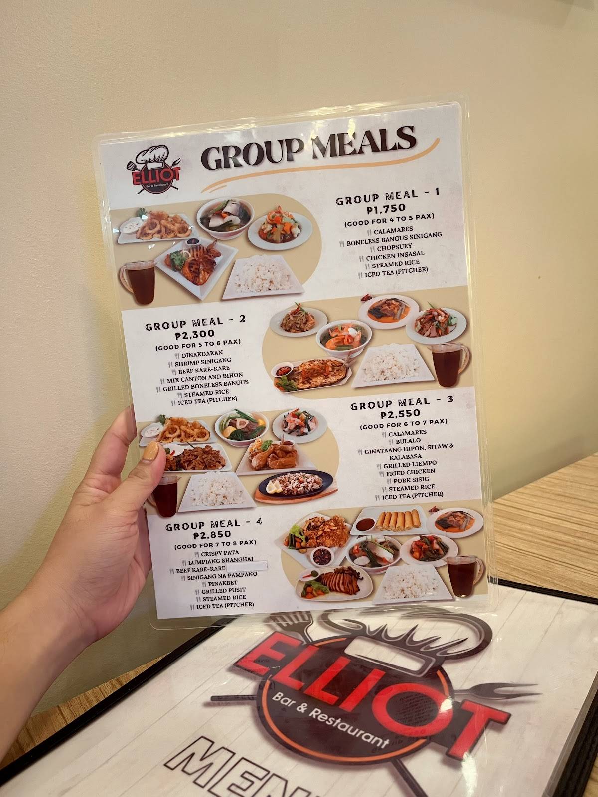 Menu at Elliot bar and restaurant, Caloocan