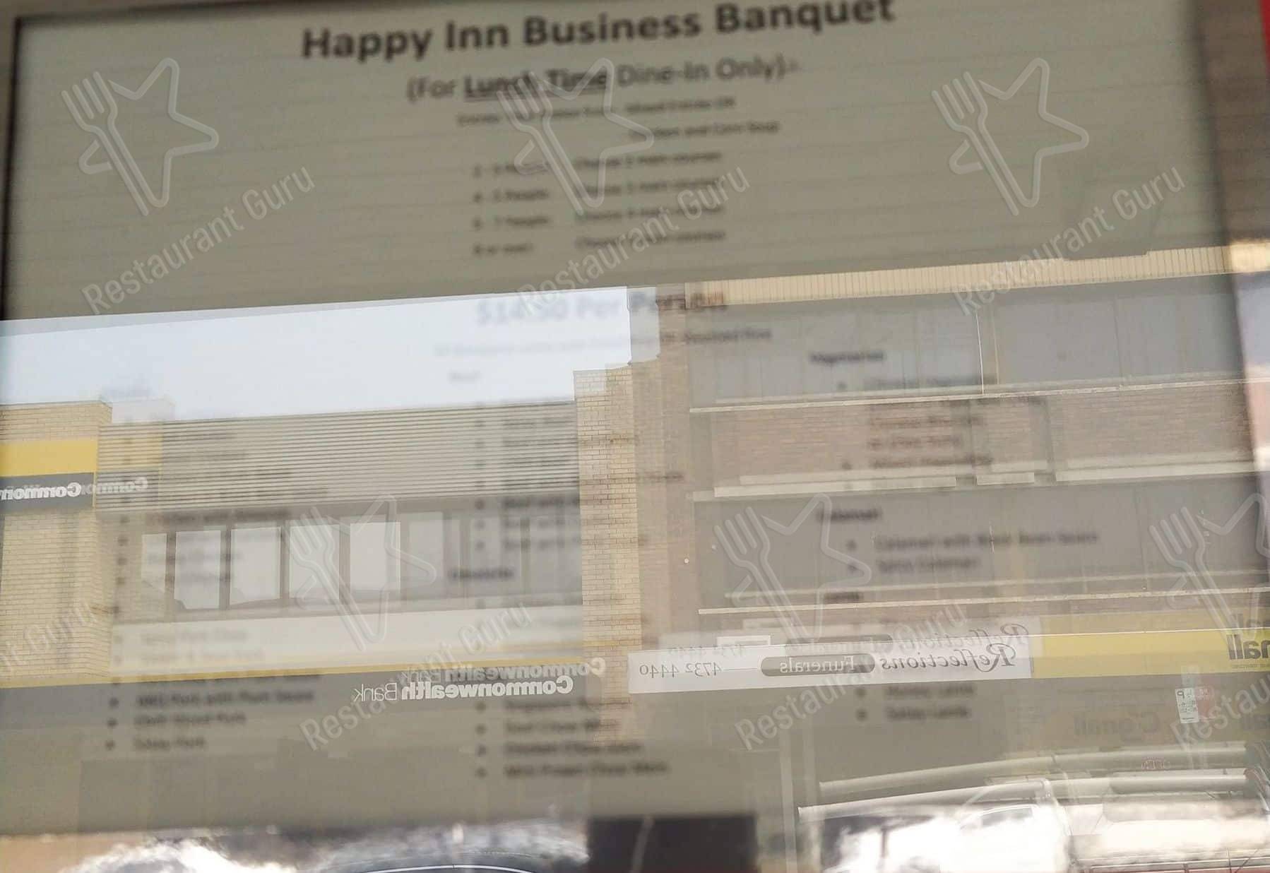 Menu at Happy Inn restaurant, Penrith