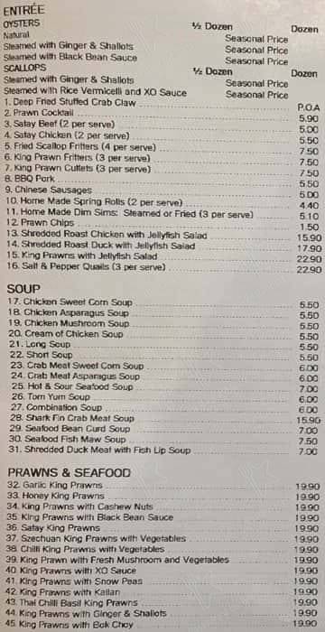 Menu at Enjoy Inn restaurant, Woodville