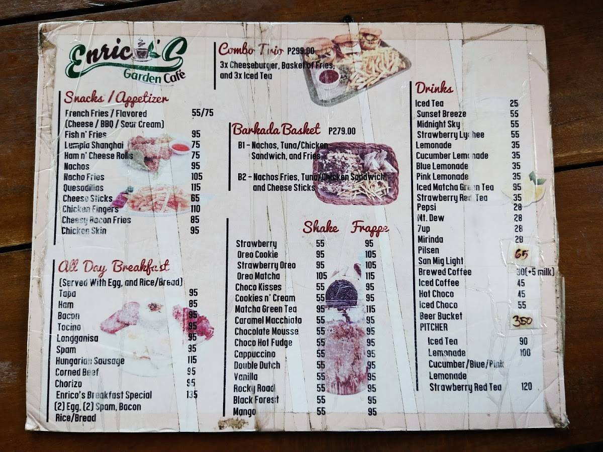 Menu at Enrico’s Café and Catering Services cafe, Bacolod