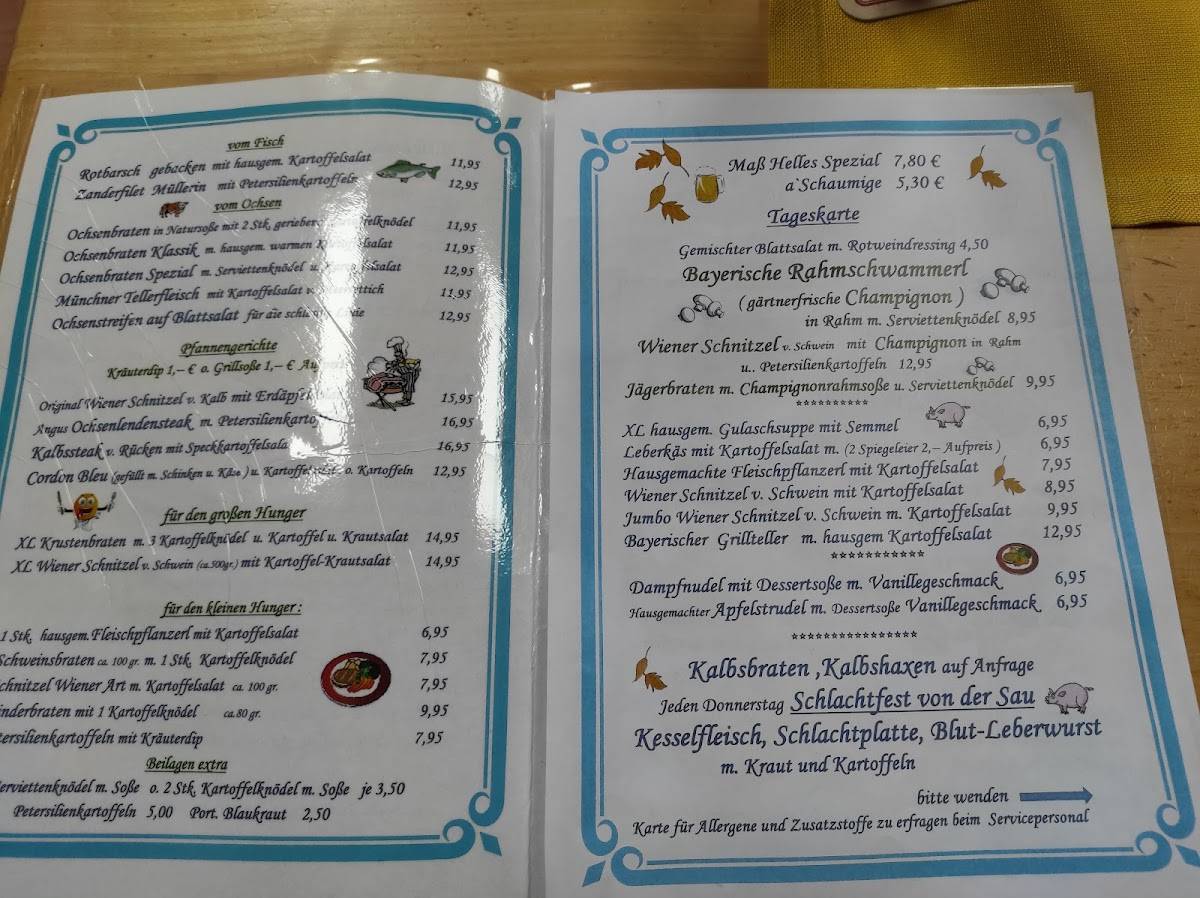Speisekarte von Erlebnisgaststätte Erlensee restaurant, Schechen