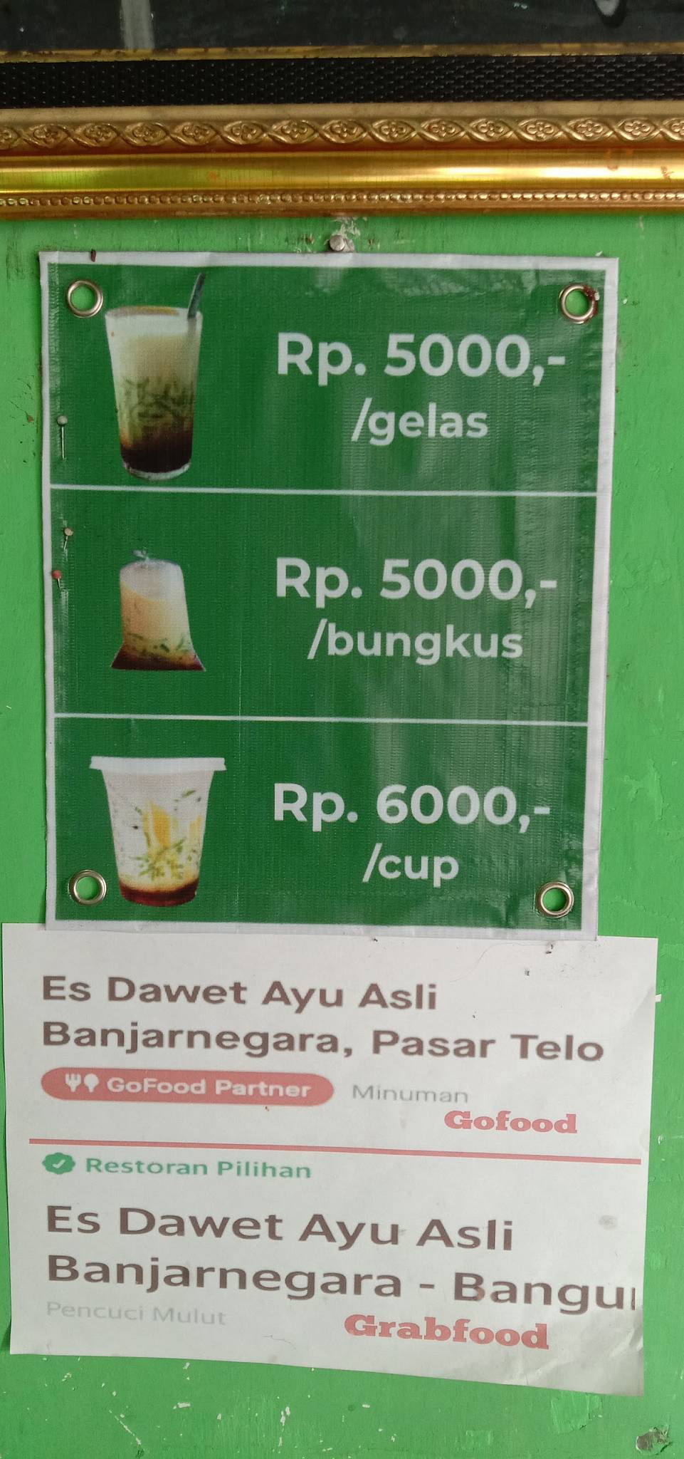 Carta del restaurante Es Dawet Ayu Banjarnegara, Bantul