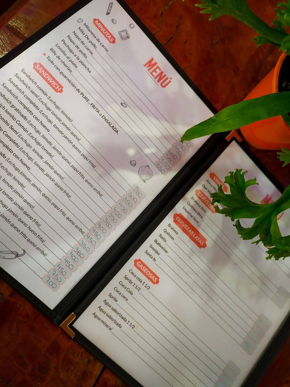 Menu at Estilo Bar, Argentina