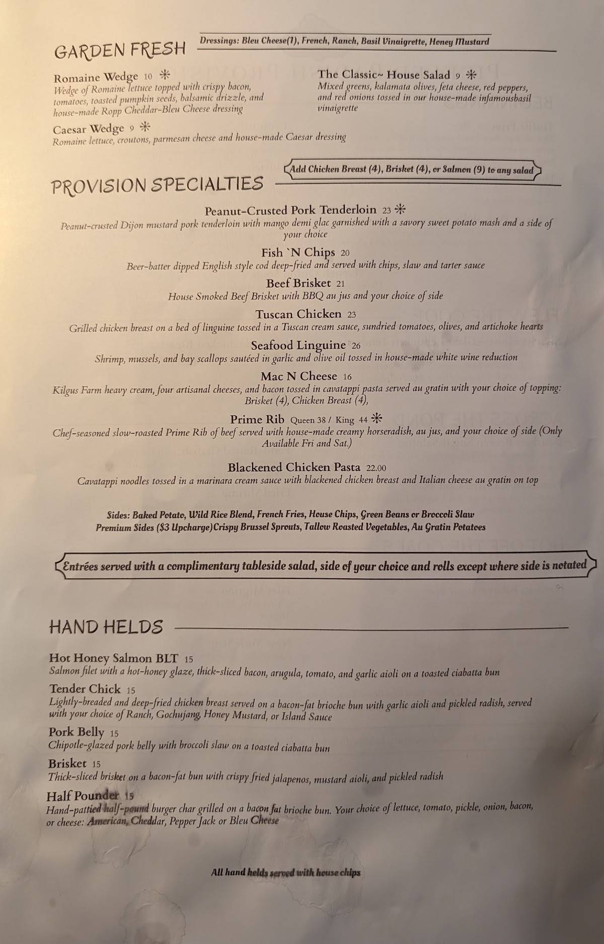 Menu at Pickled Radish Provision Company restaurant, Eureka