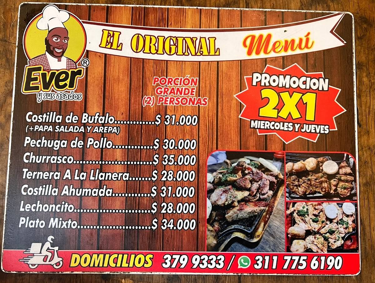Menu at Ever y sus Asados restaurant, Cali, Cl. 14 #38A-03