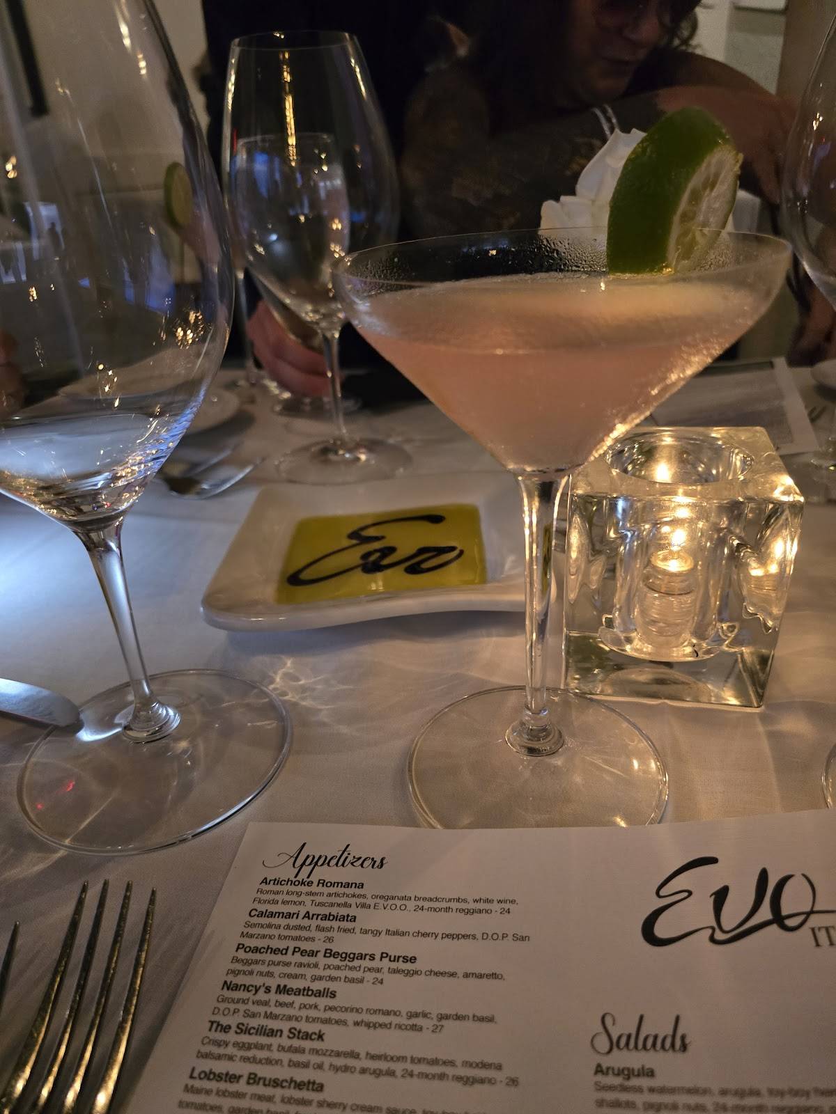 Menu at Evo Italian restaurant, Tequesta
