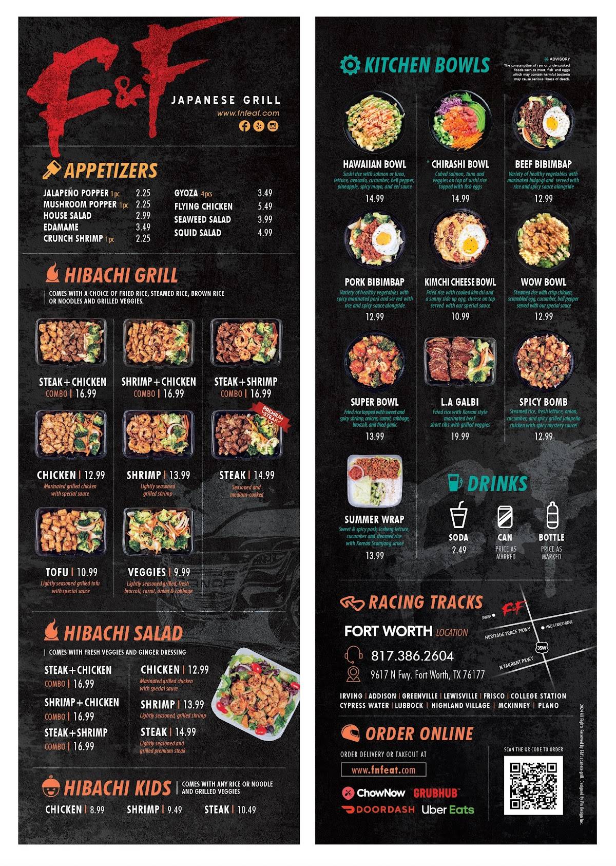 Menu at F&F Japanese Grill restaurant, Fort Worth