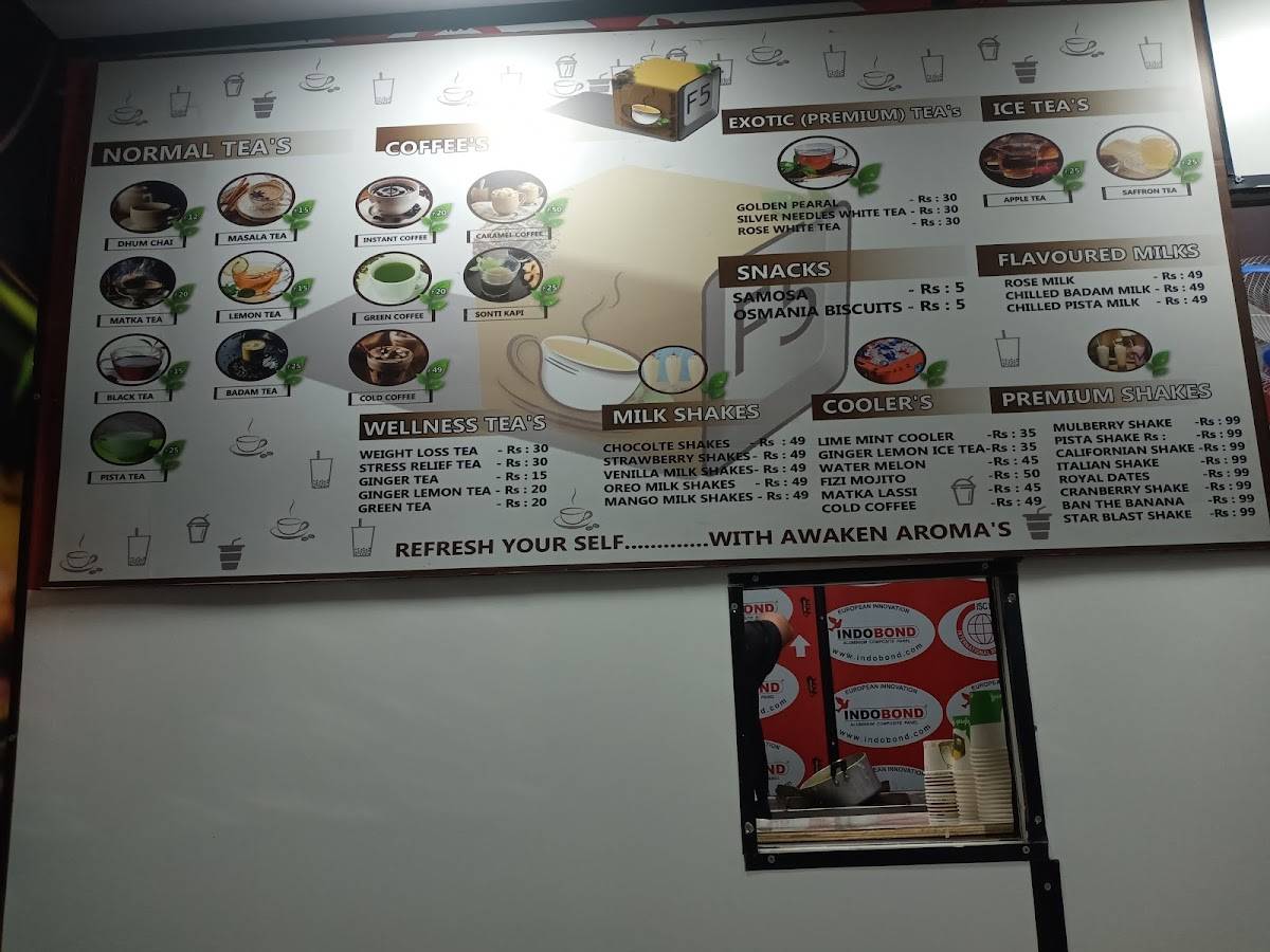 Menu at F5 Refresh Yourself Tea,Milk shakes and coolers, Hyderabad
