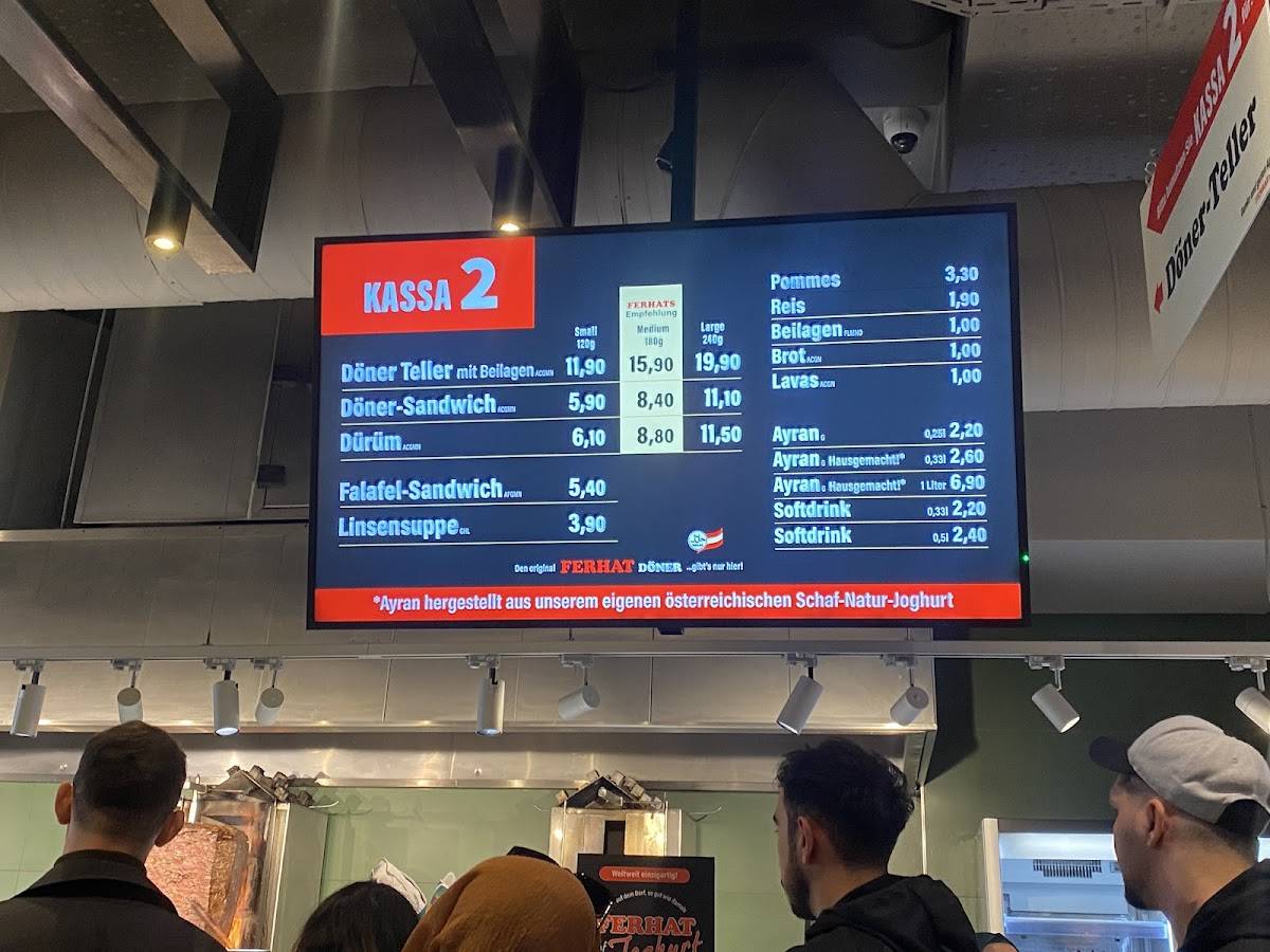 Speisekarte von FERHAT DÖNER restaurant, Wien, Favoritenstraße 94